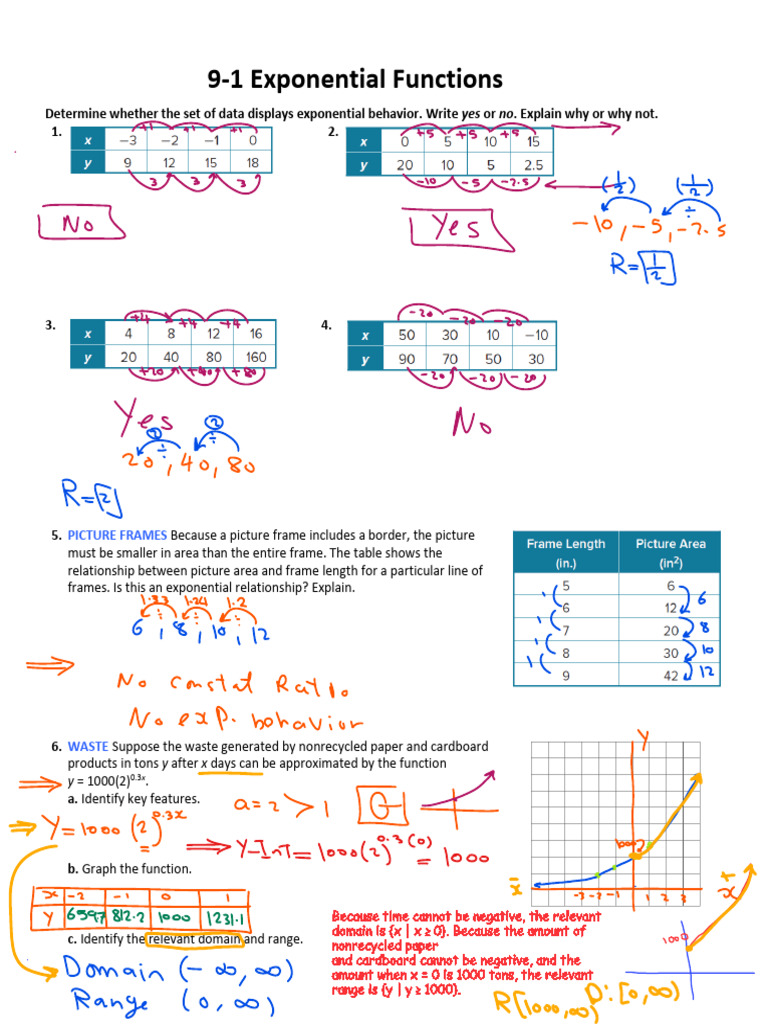 (9.1) Exponential Functions | PDF | Function (Mathematics) | Atmospheric Pressure