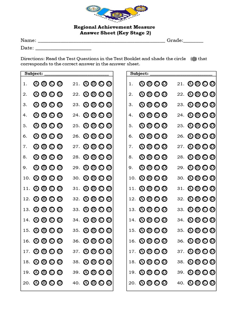 Key Stage 2 Answer Sheet Template | PDF