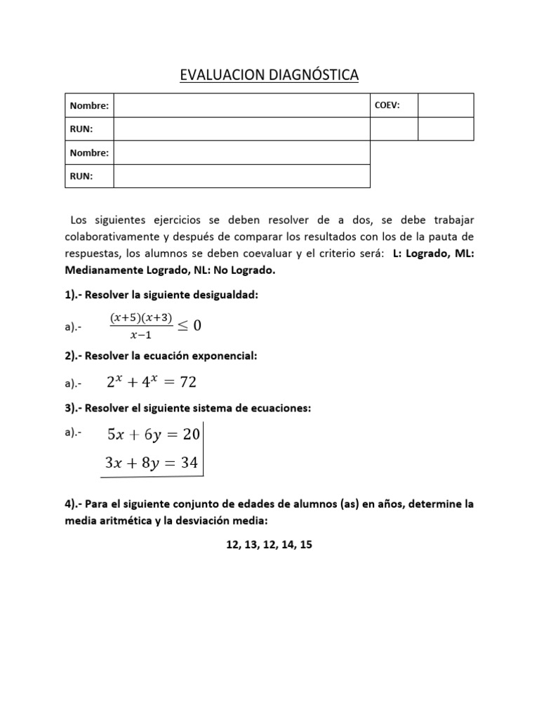 Evaluacion Diagnostica Tai Gabriel Orrego R 2024 | PDF