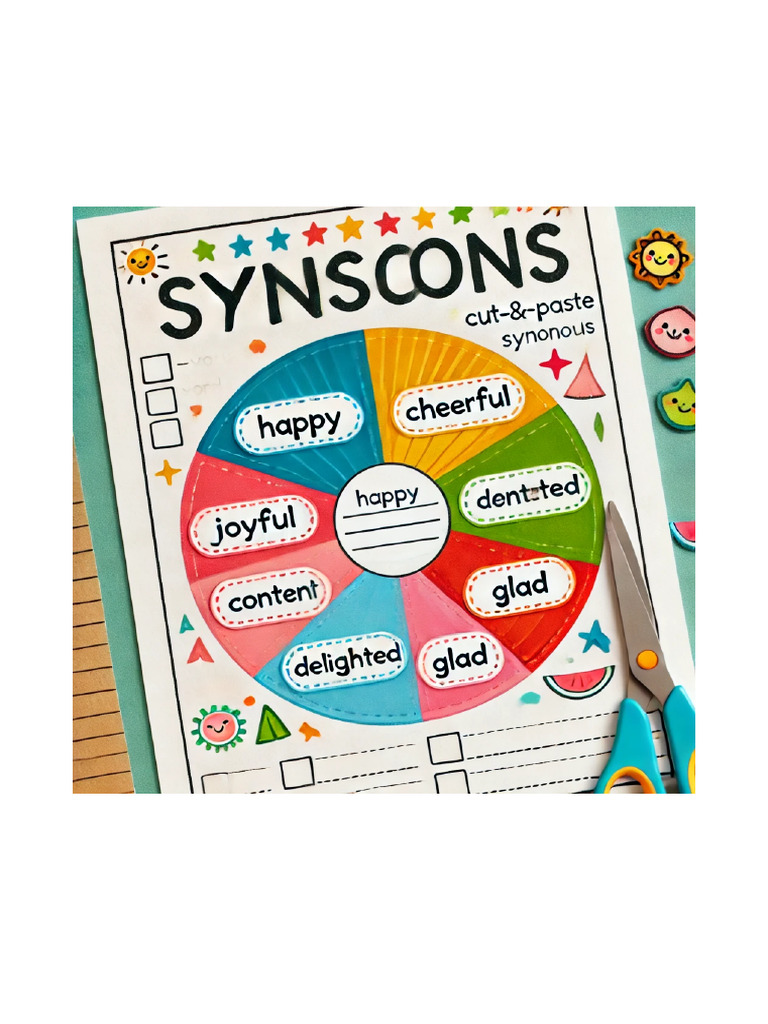 Synonyms Cut and Paste Worksheet | PDF