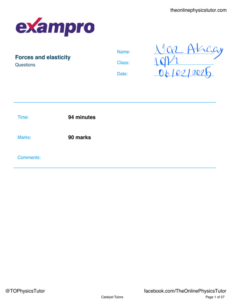 Forces and Elasticity - QP | PDF | Force | Mass