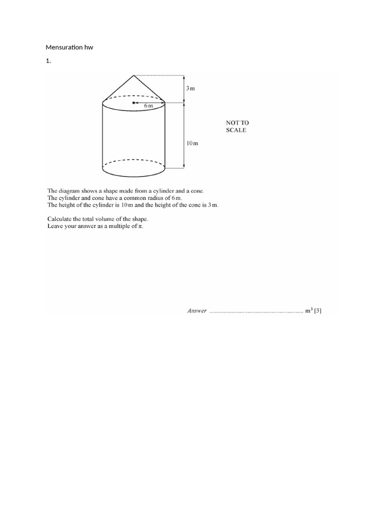 Mensuration HW | PDF