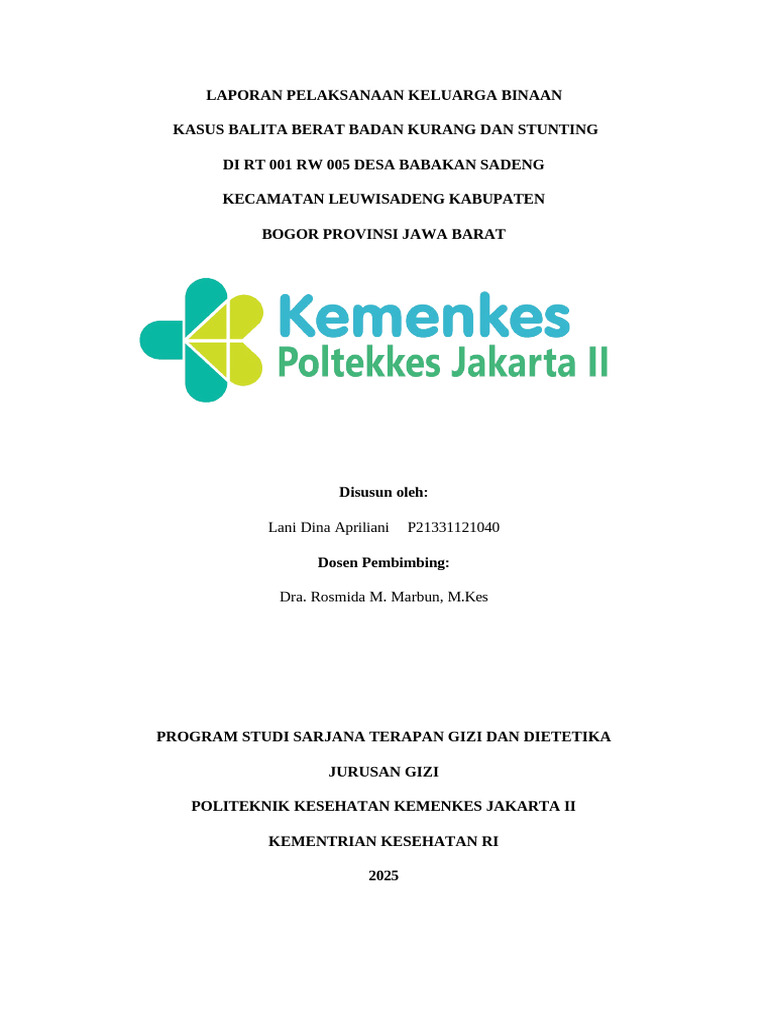 LAPORAN PELAKSANAAN KELUARGA BINAAN_LANI DINA APRILIANI | PDF