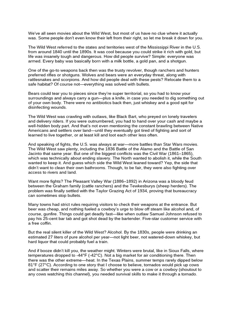 How Did They Survive in The Wild West | PDF | American Frontier