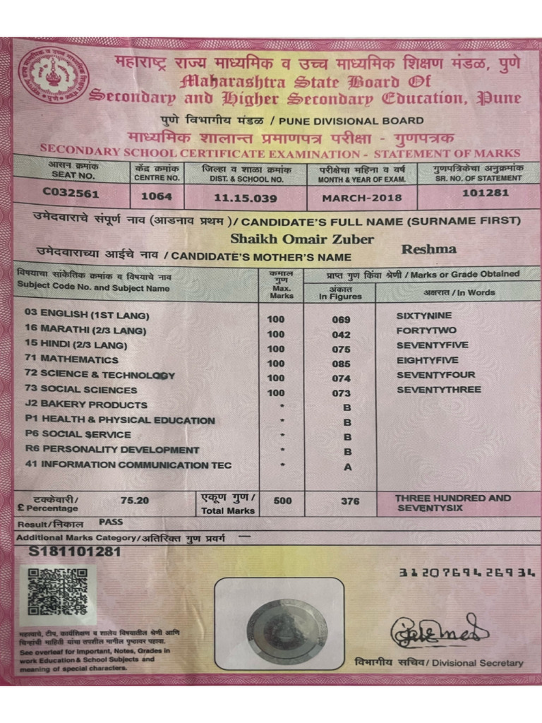 10th Certificate | PDF