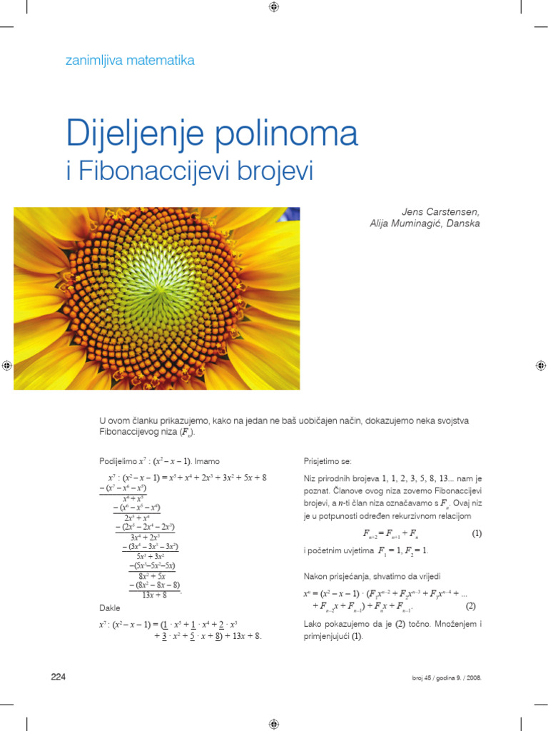 Fibonacci I Djeljenje Polinoma | PDF