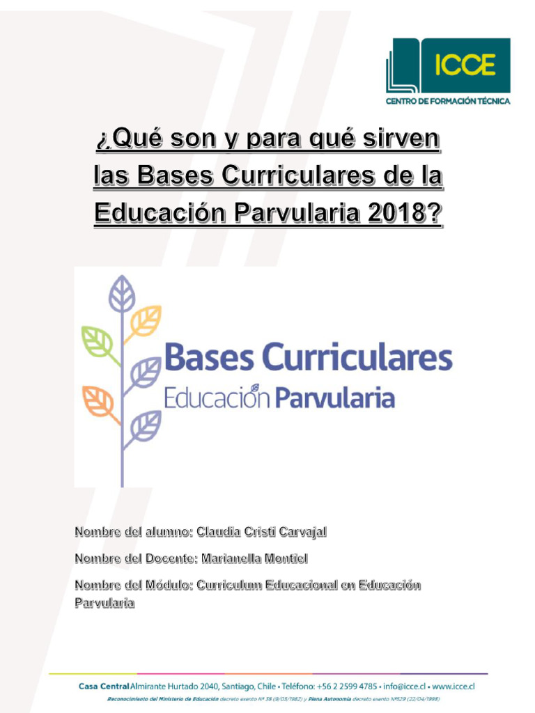 Bases Curriculares Educación Parvularia 2018 | PDF