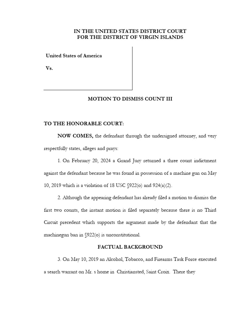 Motion To Dismiss Machinge Gun TO UPLOAD | PDF | Second Amendment To ...