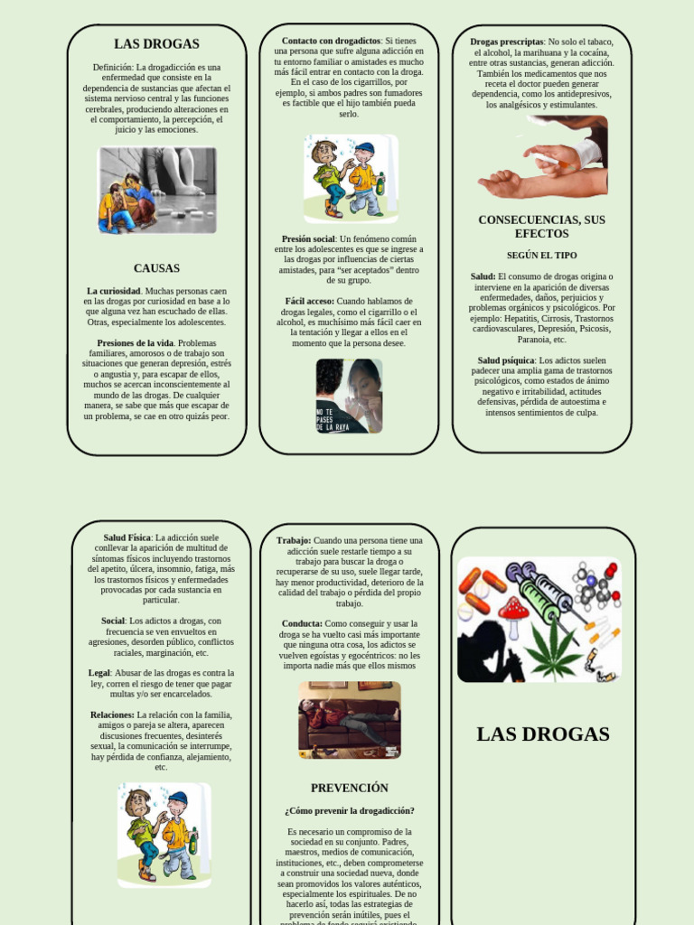 Triptico de Las Drogas | PDF | Drogas | La dependencia de sustancias