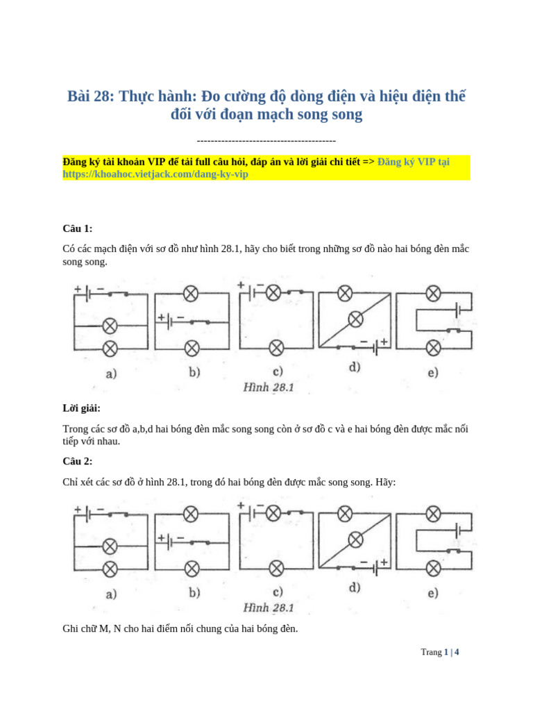 Bai 28 Thuc Hanh Do Cuong Do Dong Dien Va Hieu Dien The Doi Voi Doan ...