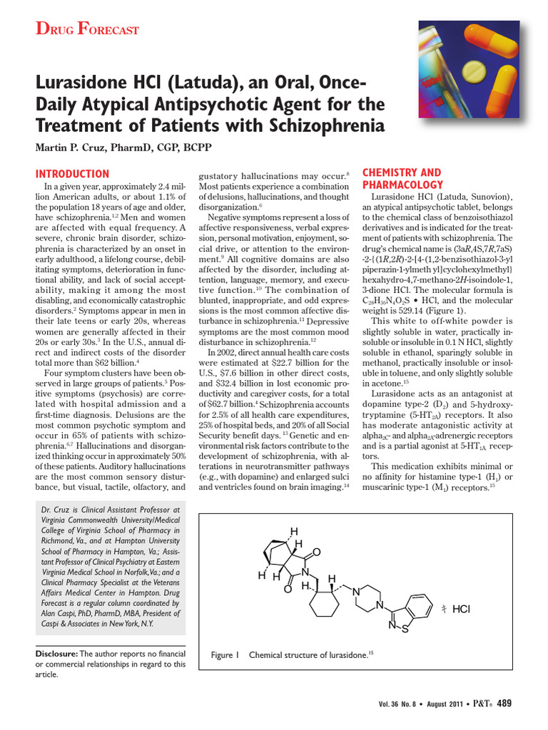 Lurasidone HCL (Latuda), An Oral, Once-Daily Atypical Antipsychotic ...