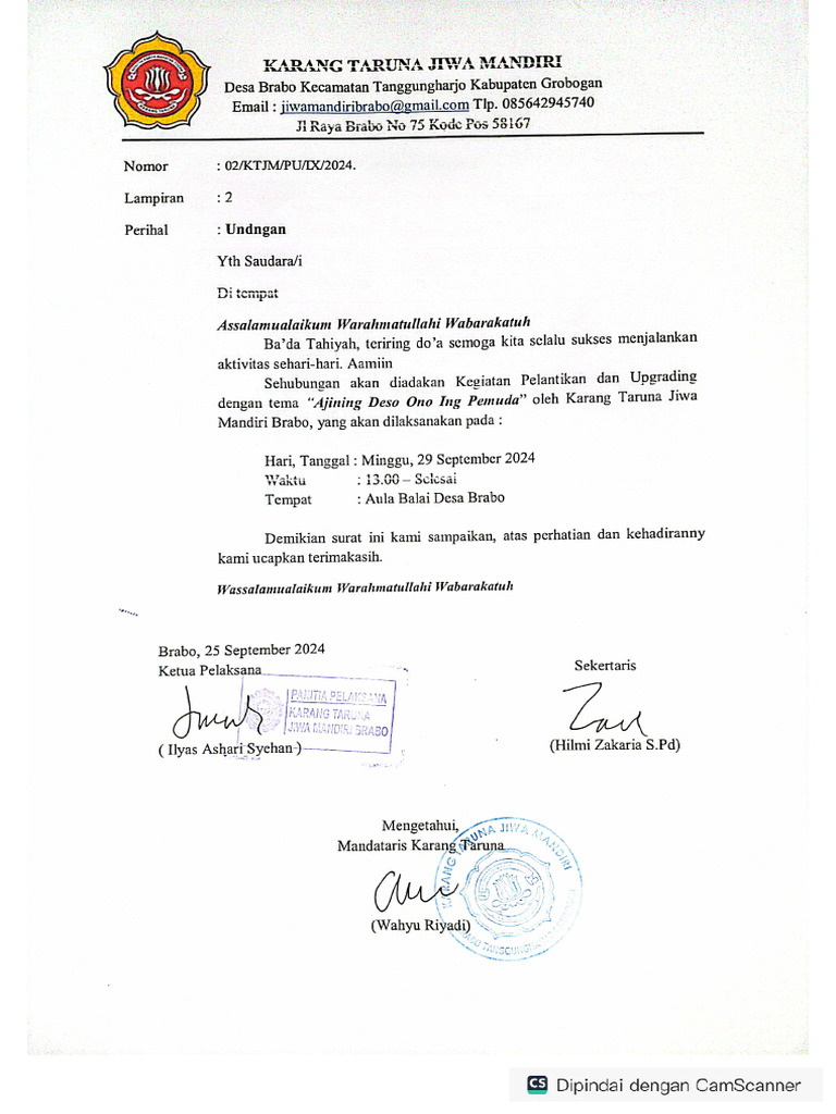 Undangan Pelantikan Kartajiman Oke | PDF