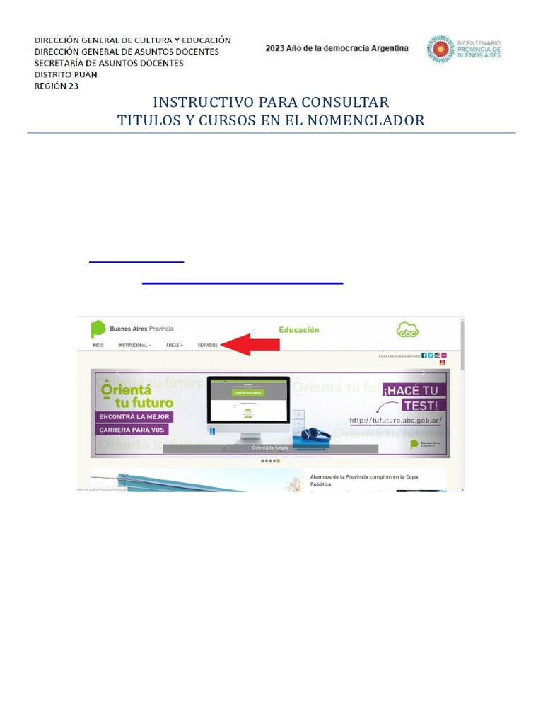 Para Consultar Titulos y Cursos en El Nomenclador | PDF