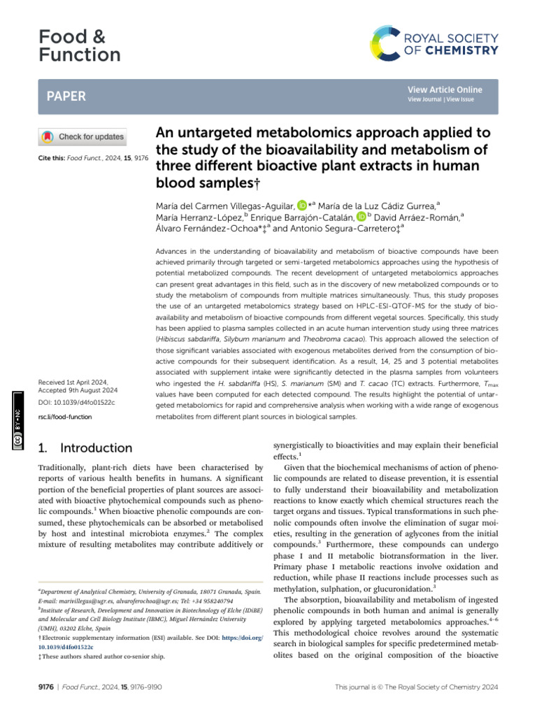 An untargeted metabolomics approach applied to the study of the ...