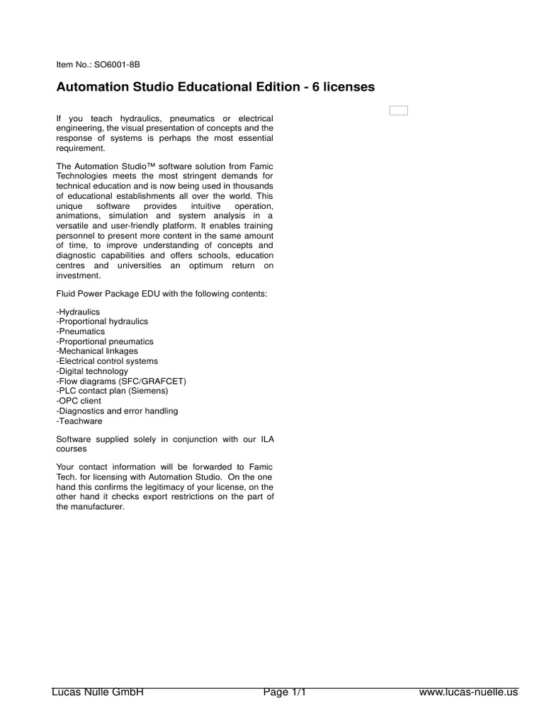 E Automation Studio Educational Edition - 6 Licenses | PDF