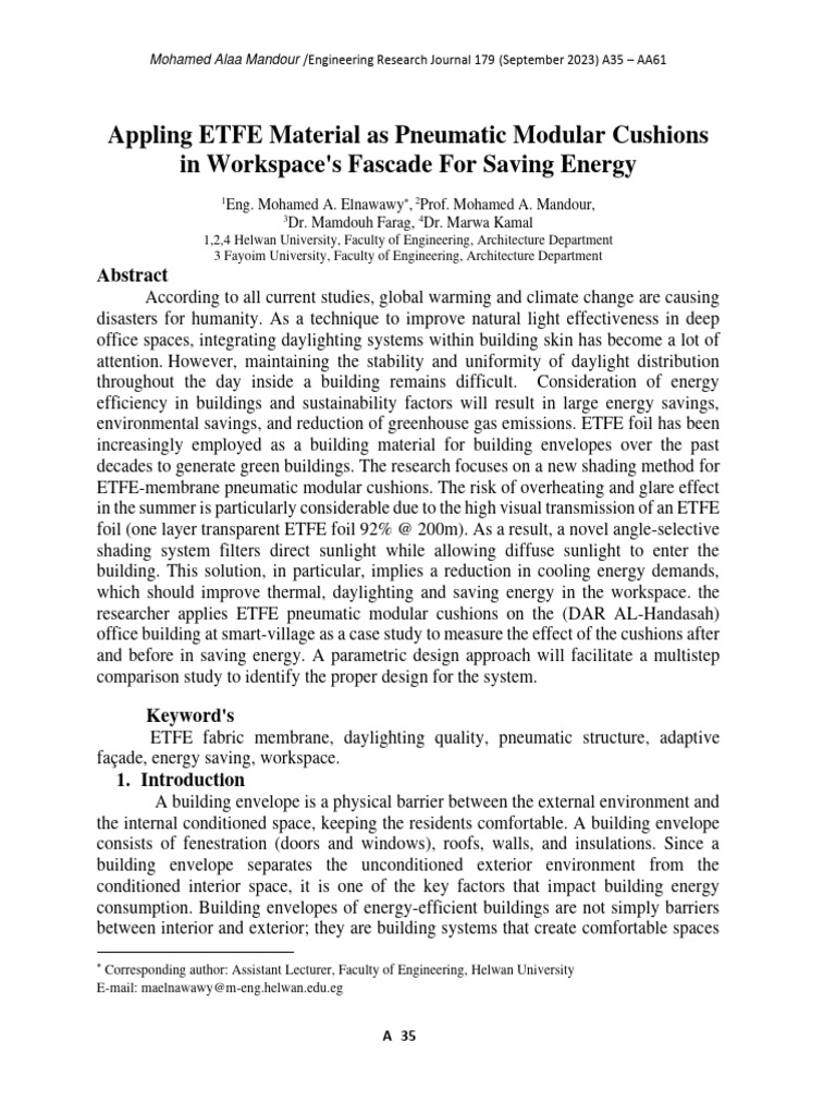 Appling ETFE Material As Pneumatic Modul | PDF | Building Insulation ...