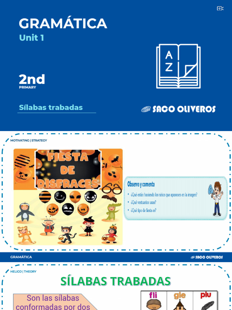 2do - Gramática - Unidad 1 - Semana 1 - Sílabas Trabadas | PDF
