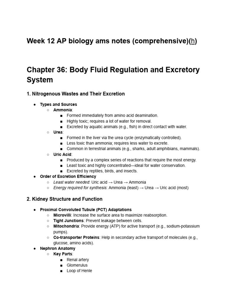 AP Biology Week 12 Notes: Excretory System & Behavior | PDF | Meiosis ...