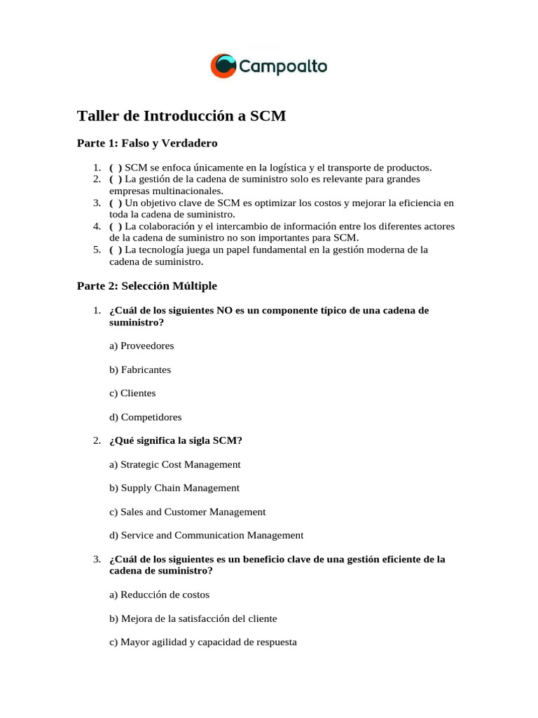 Taller de Introducción a SCM 2 sem | PDF