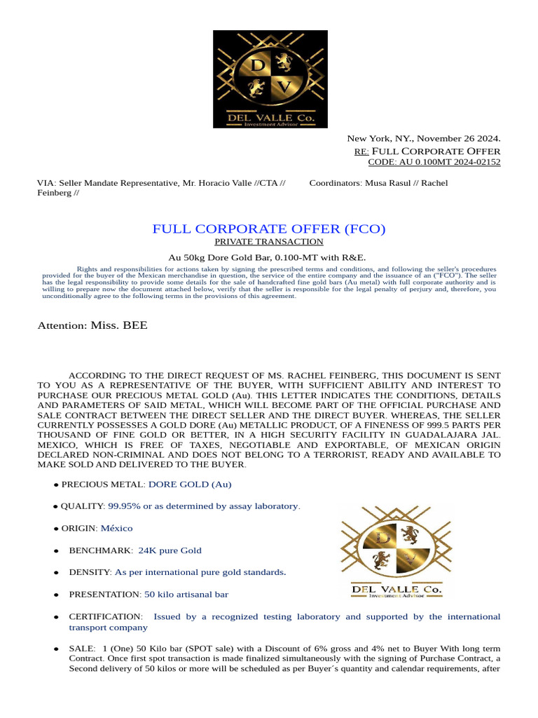 FCO Au Gold - Bee (Rachel Feinberg)0 | PDF | Procurement