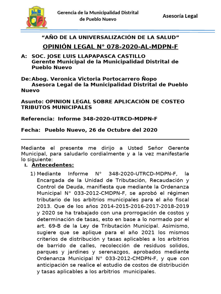 Ol-78 - Propuesta de Arbitrios Municipales | PDF