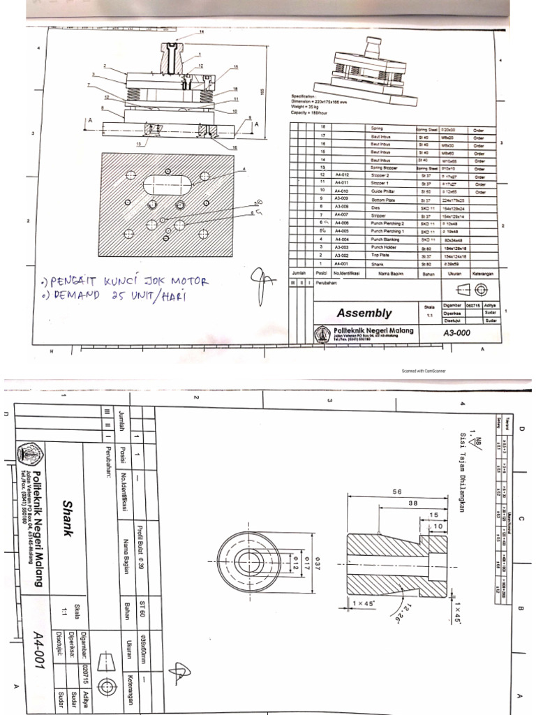 Operation Plan,Machining Time, STT, Material Requirement-kebutuhan ...