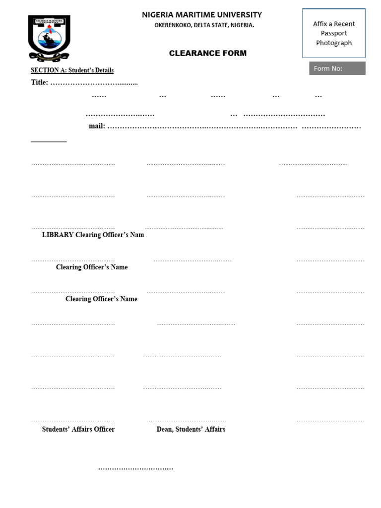 Clearance Form 003 MILLER | PDF