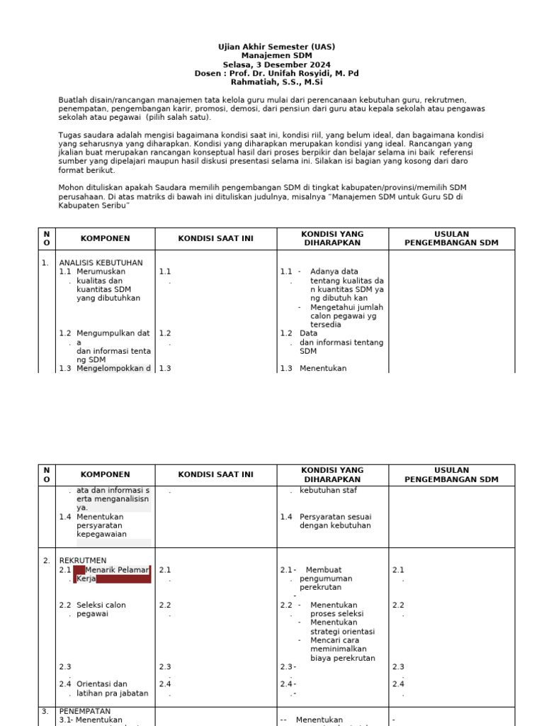 UAS MSDM Tahun 2024 | PDF