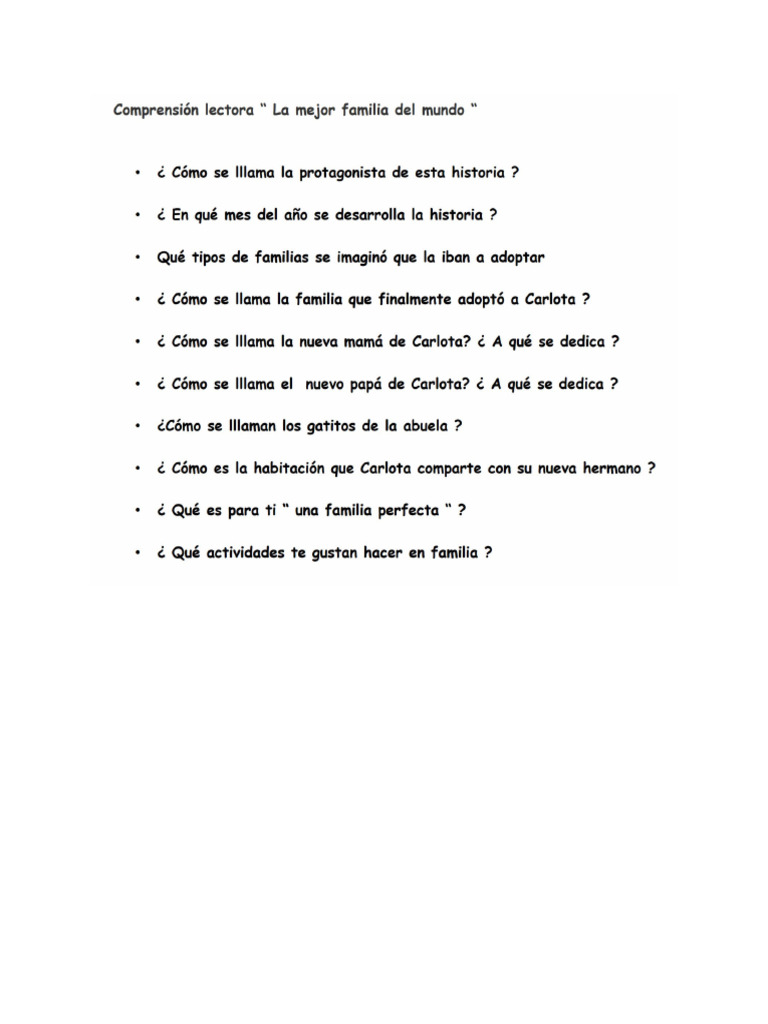 La Mejor Familia Del Mundo - Actividades | PDF