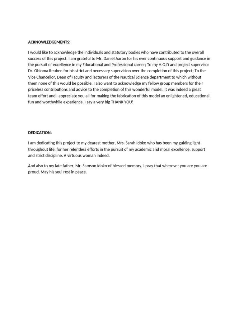 ACKNOWLEDGEMENT (Godwin Idoko) | PDF