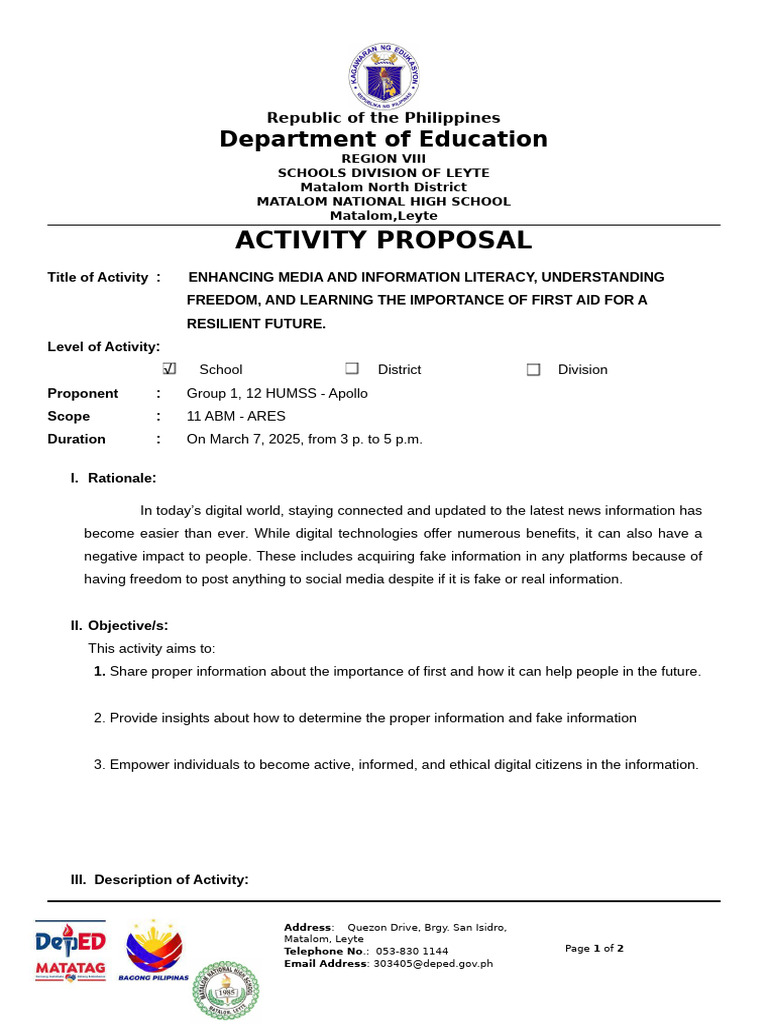 Activity-Proposal 12 Humss Apollo Group Informational Dissection | PDF | Learning | Human ...