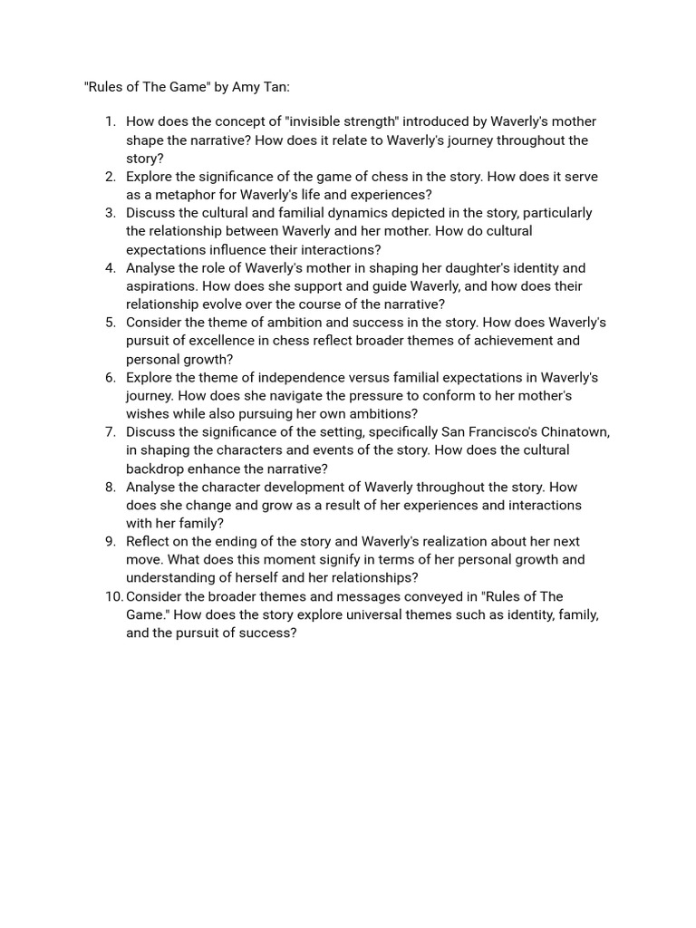 Analysis of "Rules of the Game" | PDF