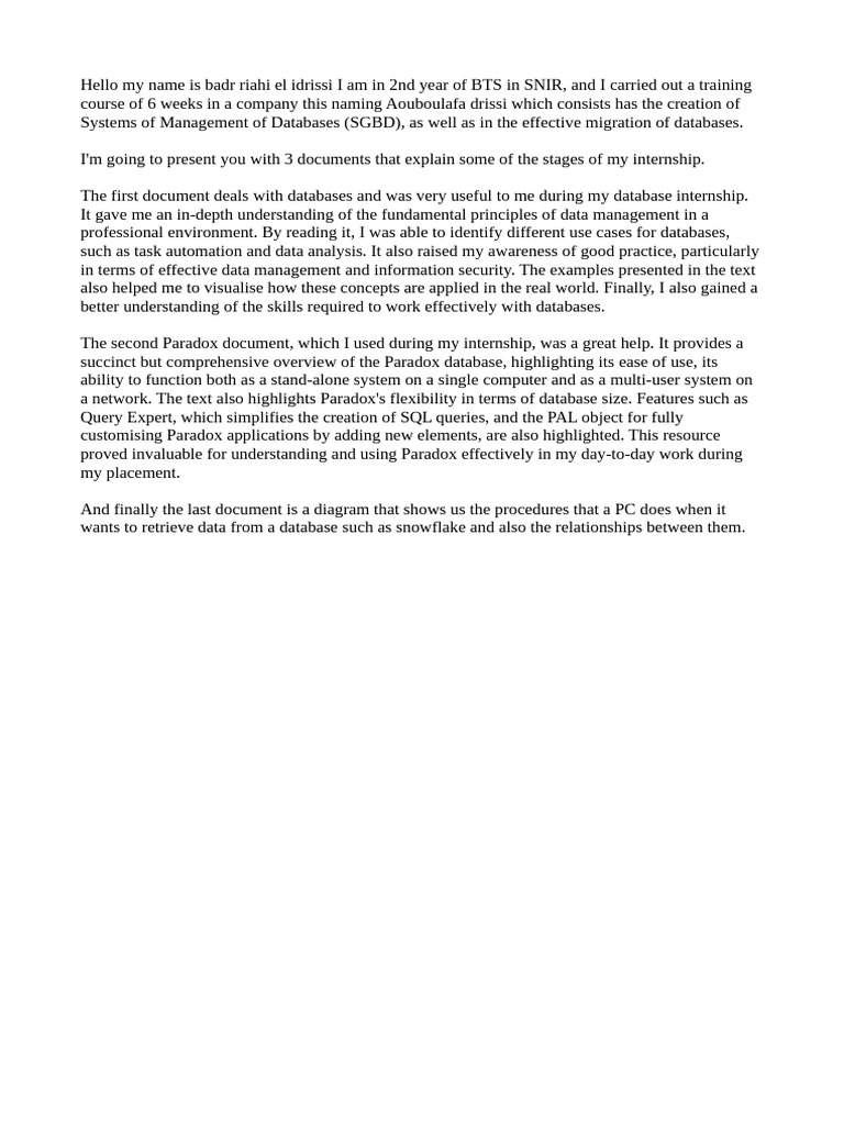 Database Management Internship Insights | PDF