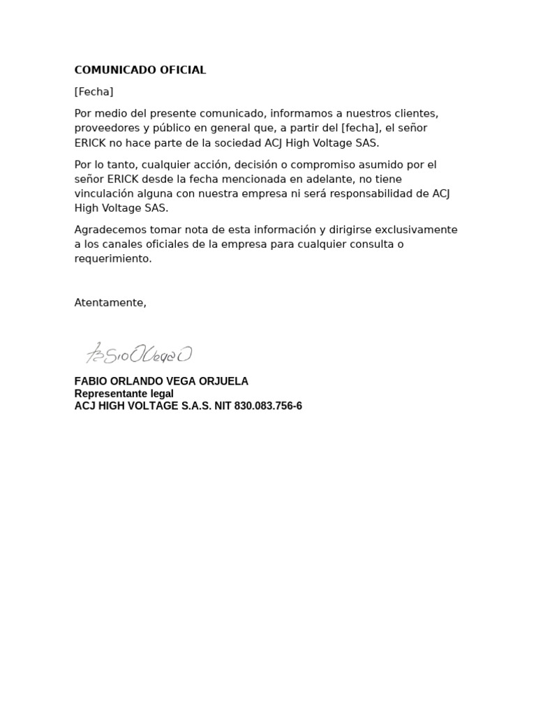 Comunicado Oficial | PDF