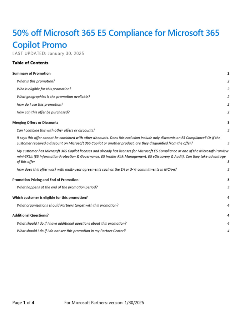 E5 Compliance For M365 Copilot Promo FAQ | PDF | Microsoft ...
