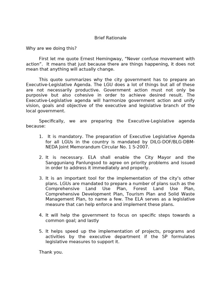 Brief Rationale - ELA 2022-2025 | PDF