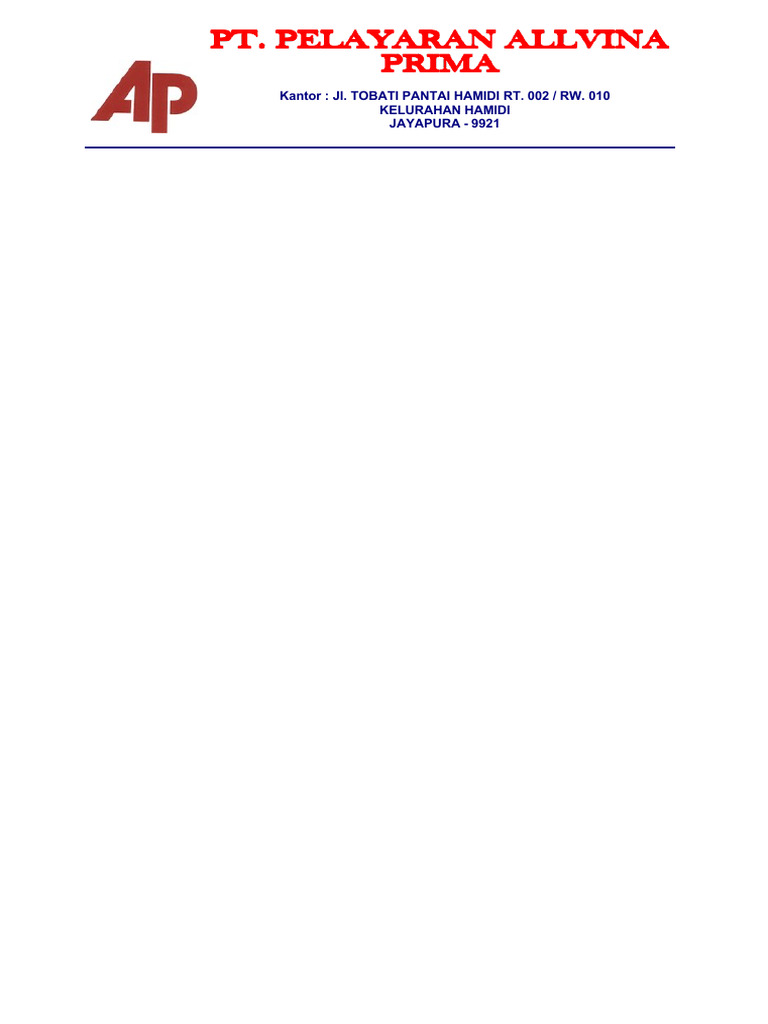 KOP SURAT PT. PELAYARAN ALLVINA PRIMA | PDF