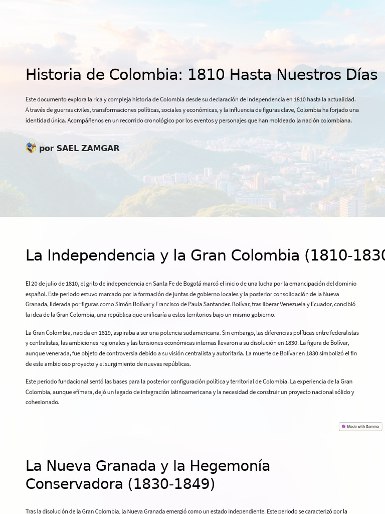 Historia de Colombia 1810 Hasta Nuestros Dias | PDF | Colombia ...