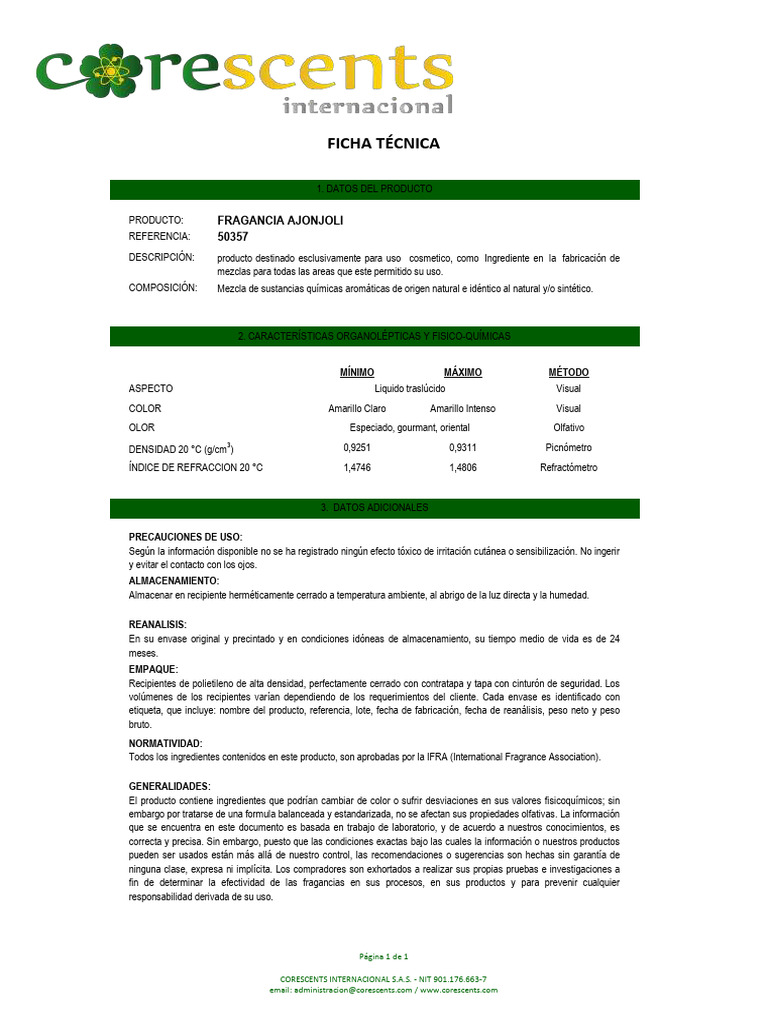 FT 50357 Fragancia Ajonjoli | PDF | Perfume