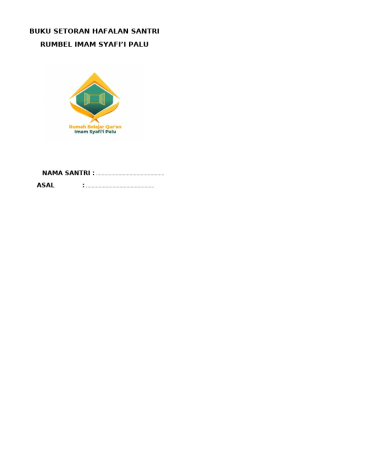 Buku Setoran Hafalan Santri | PDF