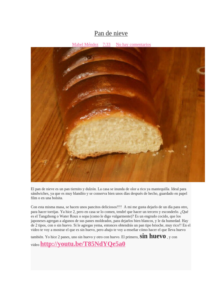 Pan de Nieve | PDF | Panes | Alimentos