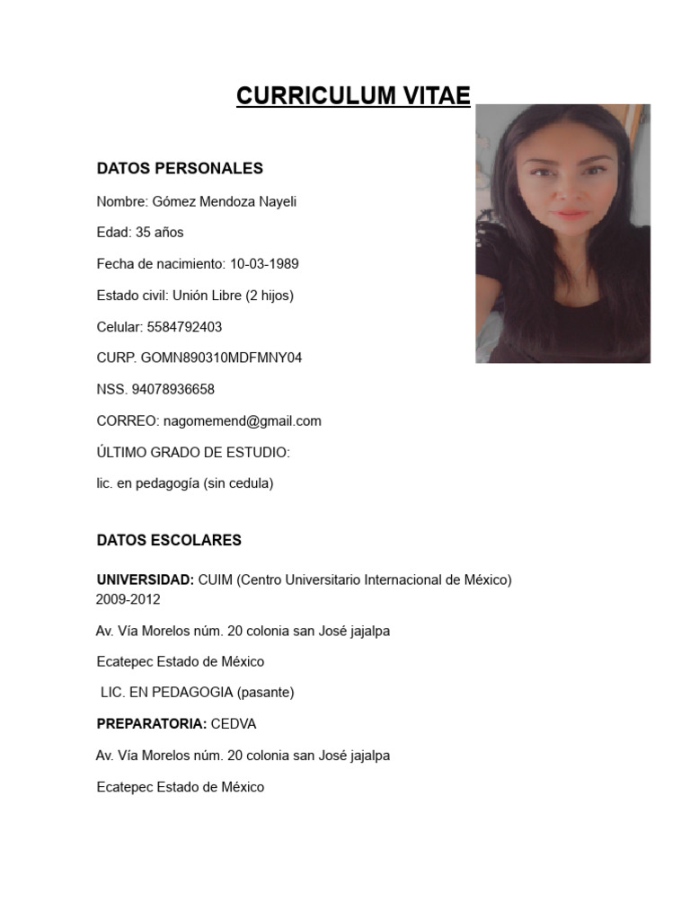 CV NAYELI GOMEZ MENDOZA | PDF