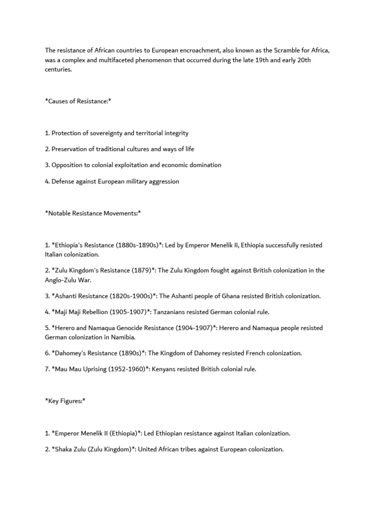 African Resistance to Colonial Rule | PDF | Decolonization | German Empire