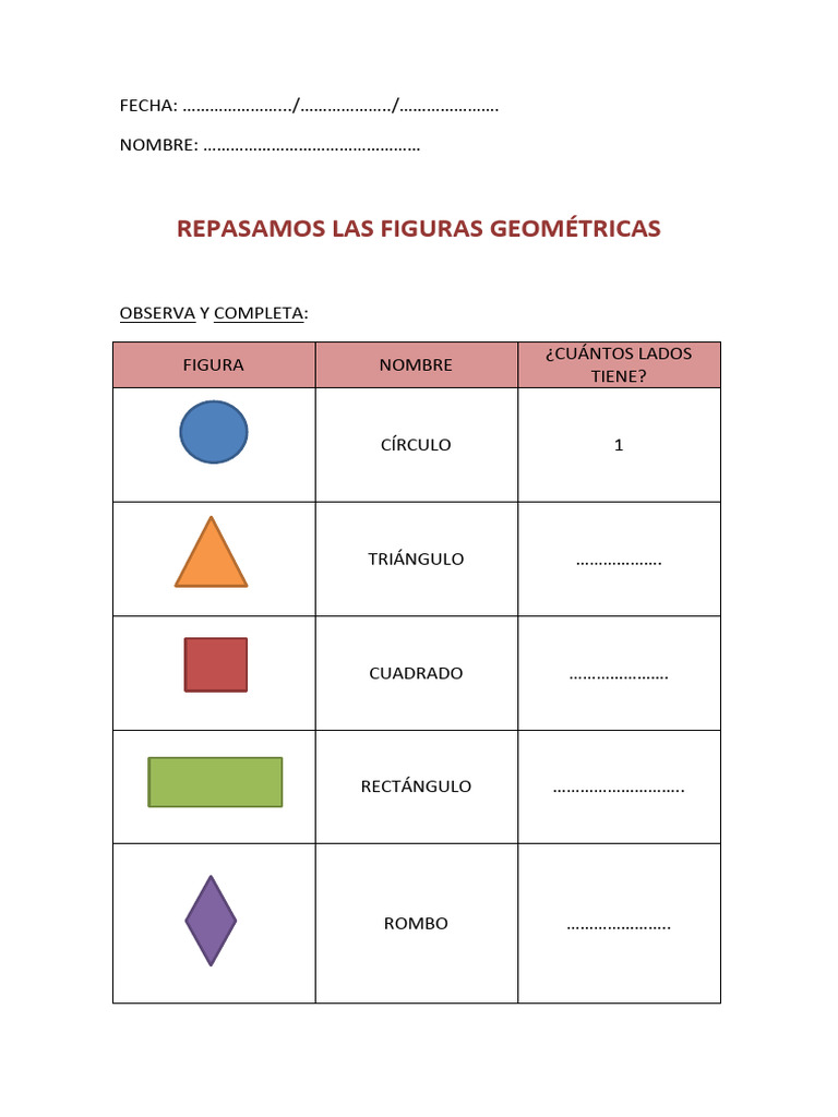Repaso de Figuras Geométricas | PDF