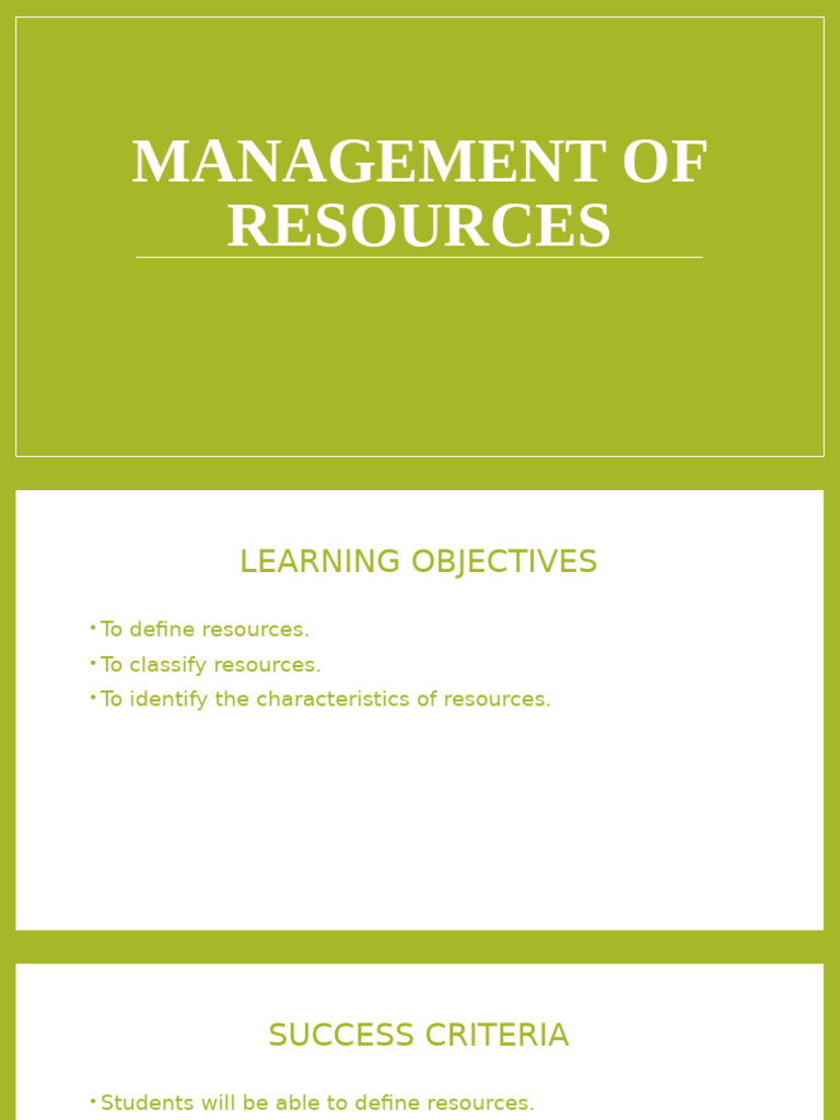 L1 Management of Resources | PDF | Goal | Knowledge