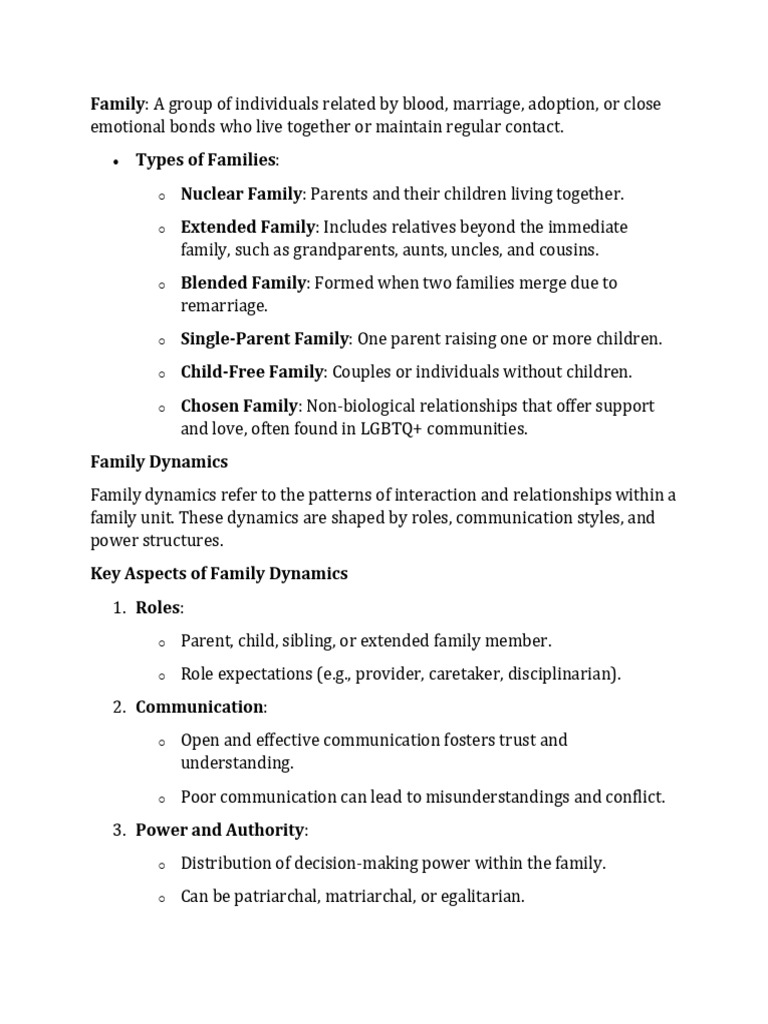 Lesson 1 Family Dynamics | PDF | Family | Attachment Theory