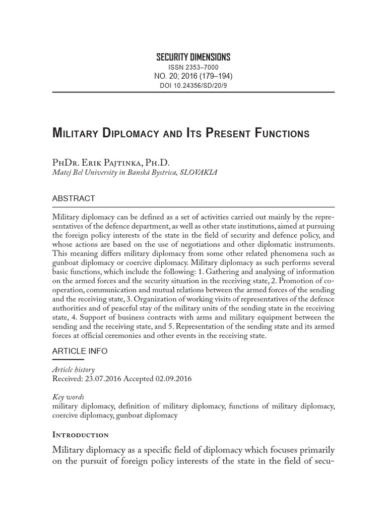 Understanding Military Diplomacy Functions | PDF | Diplomacy | Diplomat
