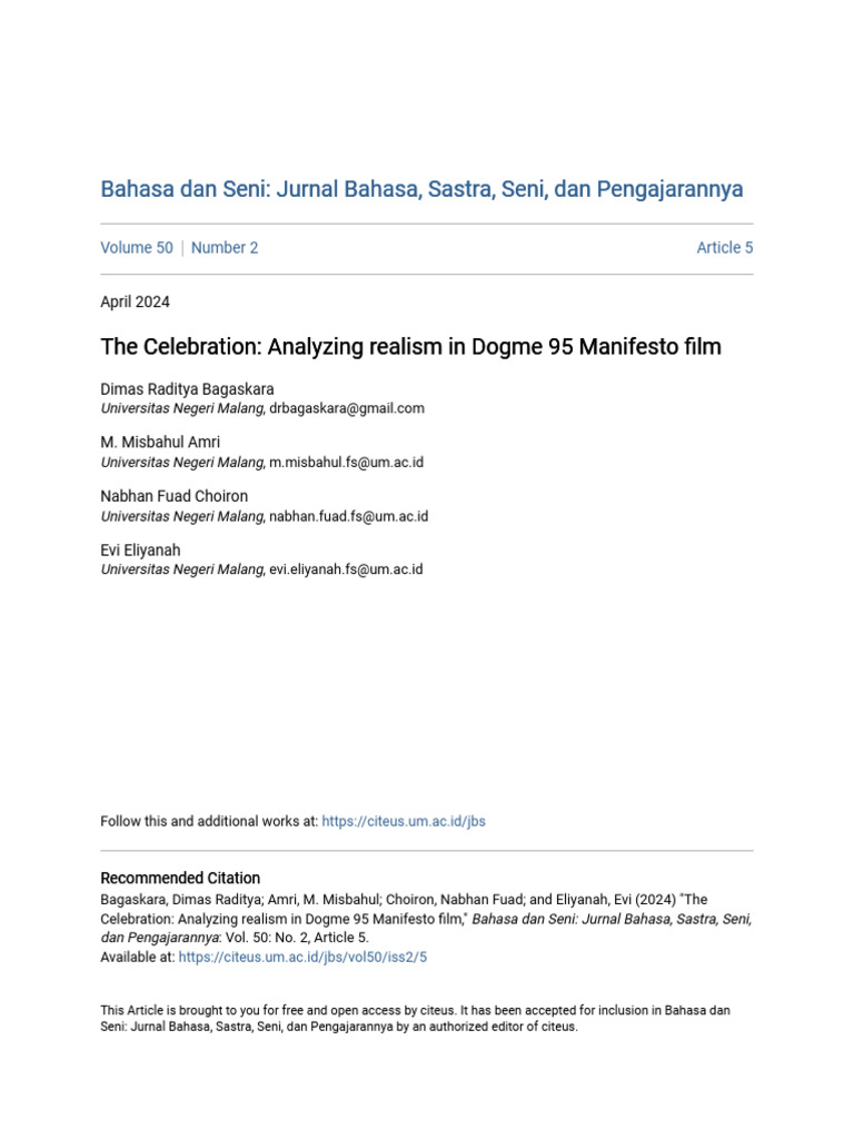 The Celebration_ Analyzing realism in Dogme 95 Manifesto film | PDF