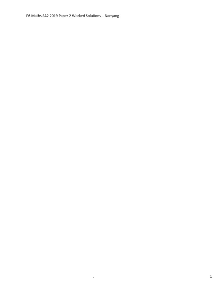 P6 Maths Sa2 2019 Paper 2 Solutions Pdf Mathematical Concepts