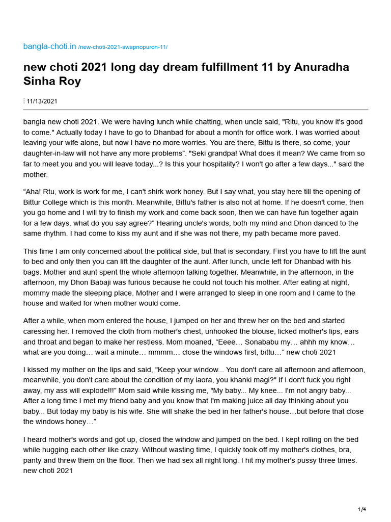 Bangla-Choti - In-New Choti 2021 Long Day Dream Fulfillment 11 by Anuradha Sinha Roy | PDF